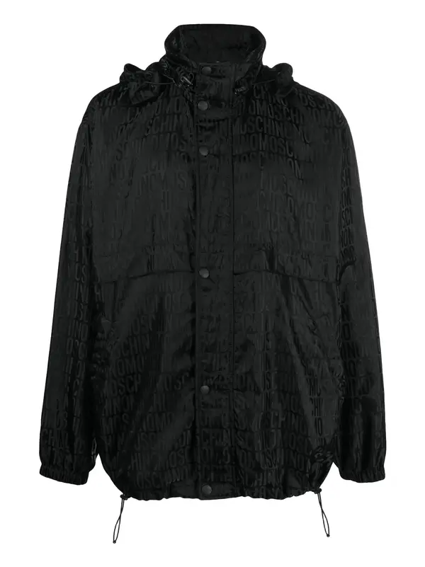 Moschino Monogram Jacquard Hooded Jacket - Black