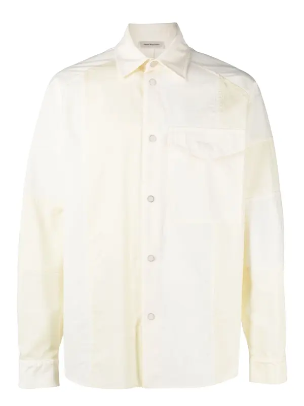 THERE WAS ONE Patchwork Cotton Overshirt - Neutrals