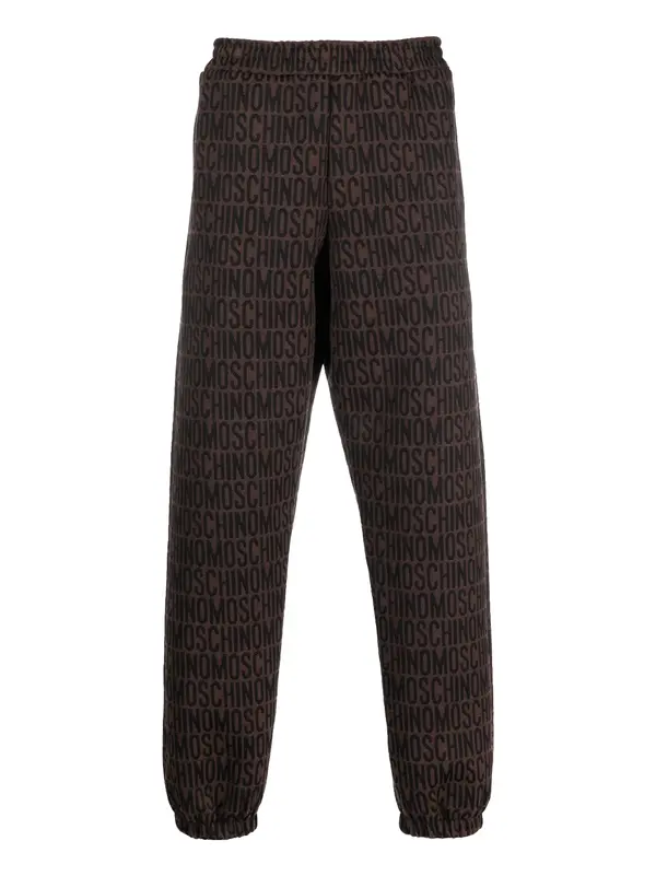 Moschino All-over Embroidered Logo Track Pants - Brown
