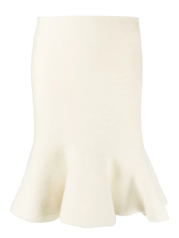 JIL SANDER Fluted Wool-cashmere Blend Skirt - Neutrals