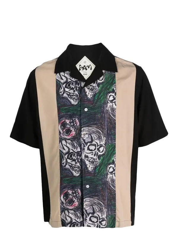 PERKS AND MINI Skull-print Bowling Shirt - Black