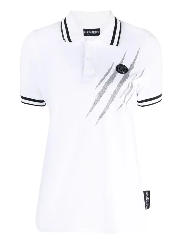 PLEIN SPORT Scratch Short-sleeve Polo Shirt - White