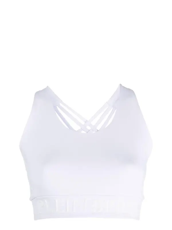 PLEIN SPORT Crossover-strap Sports Bra - White