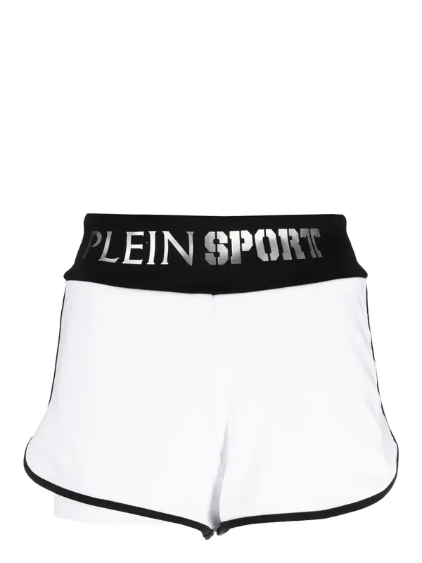 PLEIN SPORT Logo Waistband Jogging Shorts - White