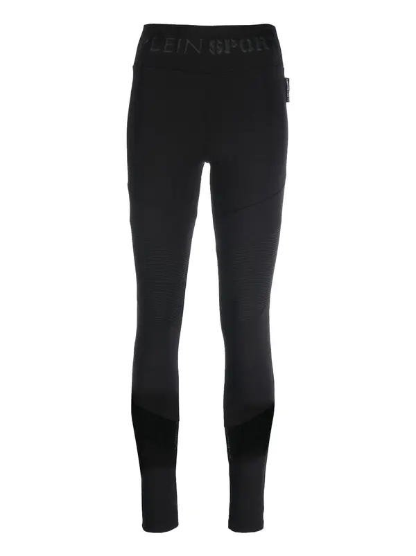 PLEIN SPORT Logo-waistband Leggings - Black