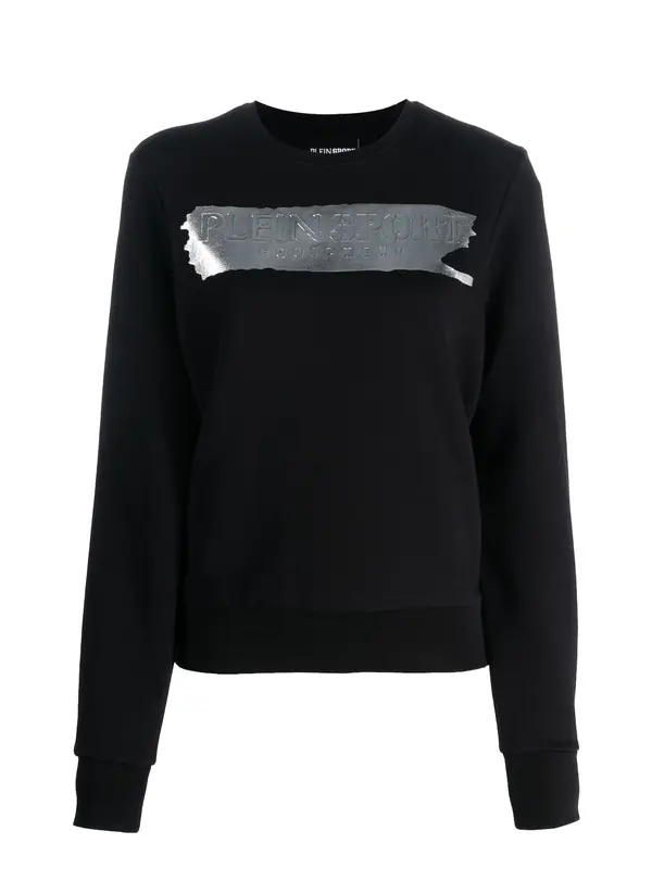 PLEIN SPORT Metallic-logo Cotton Sweatshirt - Black