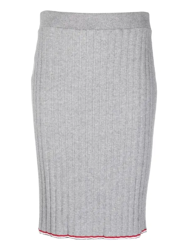 Thom Browne Ribbed-knit Cashmere Pencil Skirt - Grey