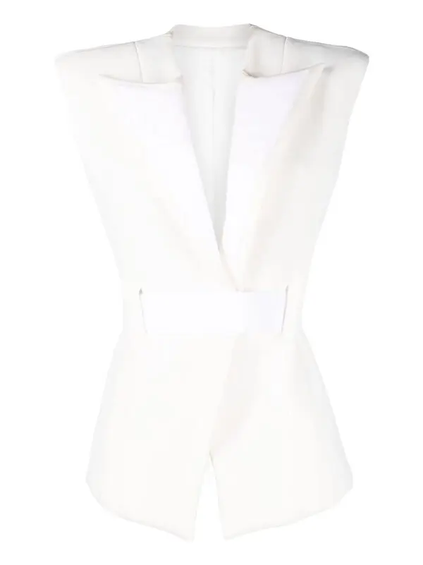 Balmain Padded-shoulder Belted Vest - White