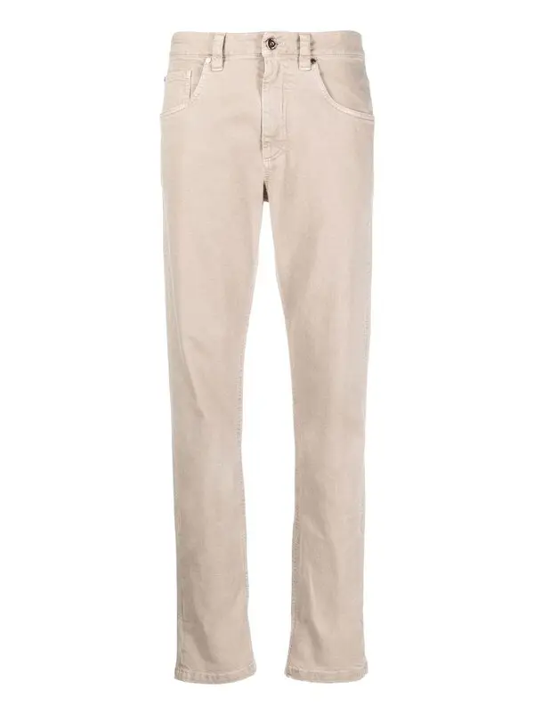 Brunello Cucinelli Light Beige Cotton Rolled Cuff Trousers - Neutrals