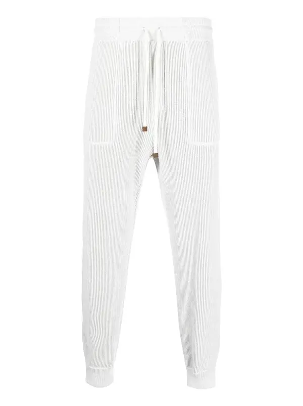 Brunello Cucinelli Drawstring-waist Cotton Track Pants - Grey