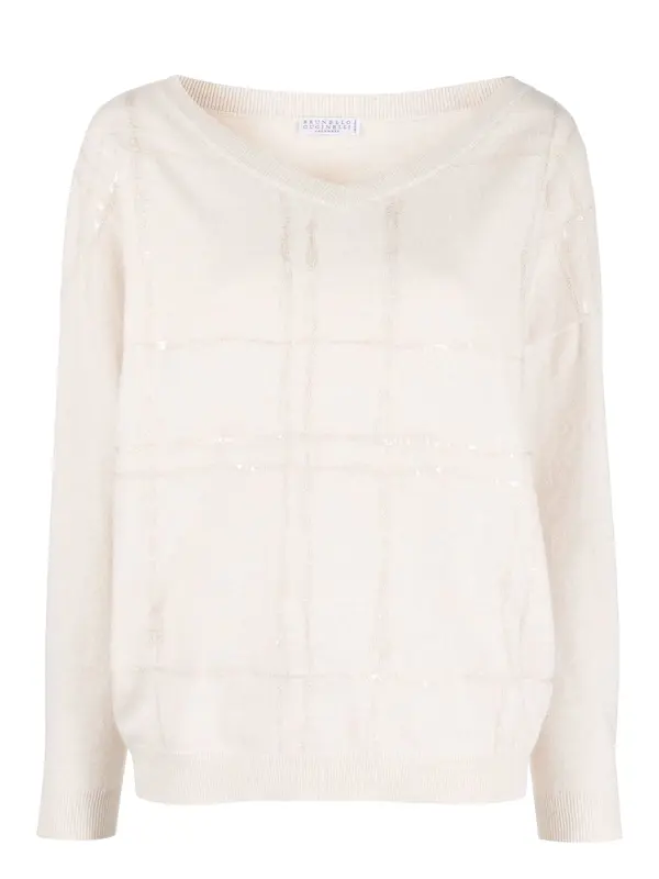 Brunello Cucinelli V-neck Jumper - Neutrals