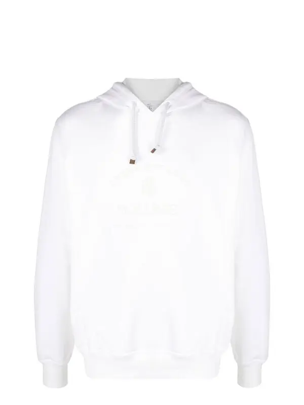 Brunello Cucinelli Logo-embroidered Hoodie - White