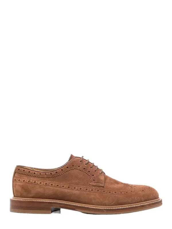 Brunello Cucinelli Perforated Suede Brogues - Brown