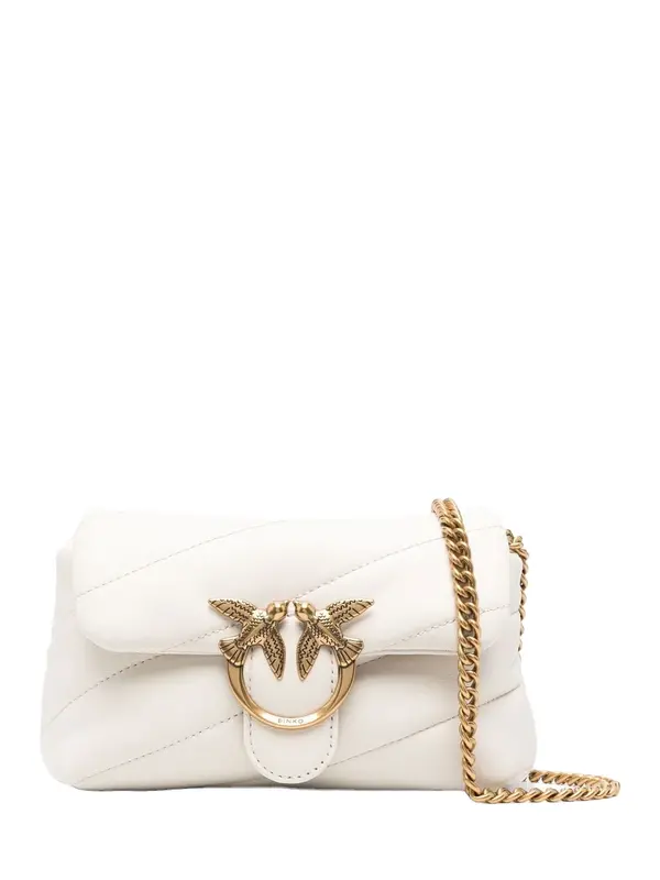 Pinko Love Baby Puff Leather Crossbody Bag - White