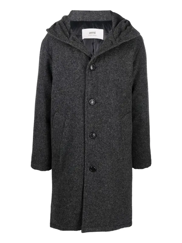 Ami Single-breasted Wool Coat - Grey