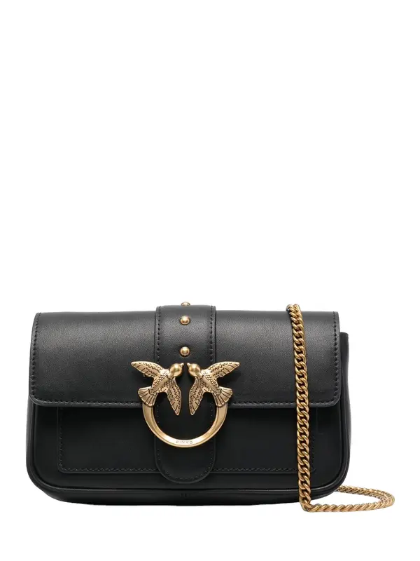 Pinko Love One Pocket Leather Crossbody Bag - Black