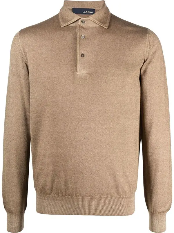 LARDINI Long-sleeve Polo Shirt - Neutrals