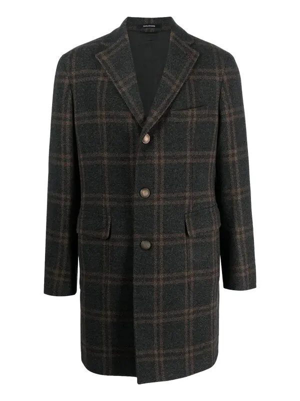 Tagliatore Checked Single-breasted Coat - Black