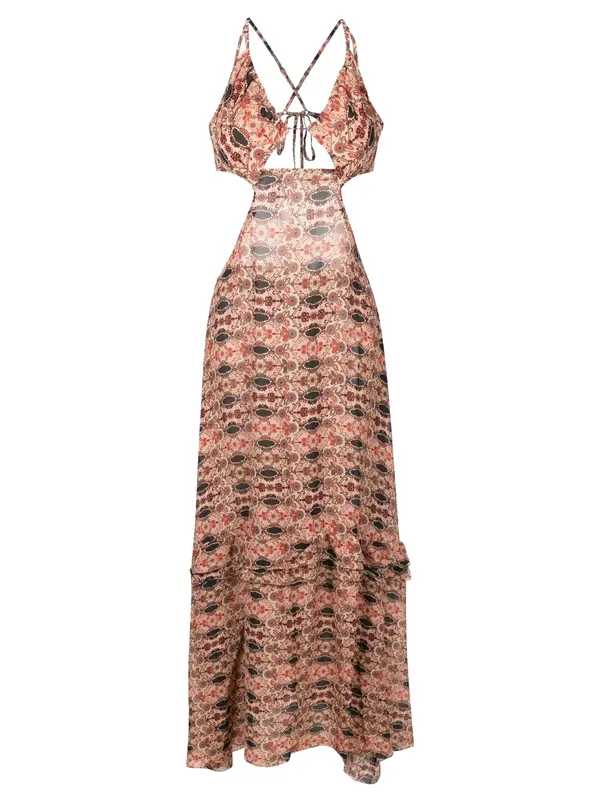 AMIR SLAMA Floral-print Halterneck Maxi Dress - Multicolour
