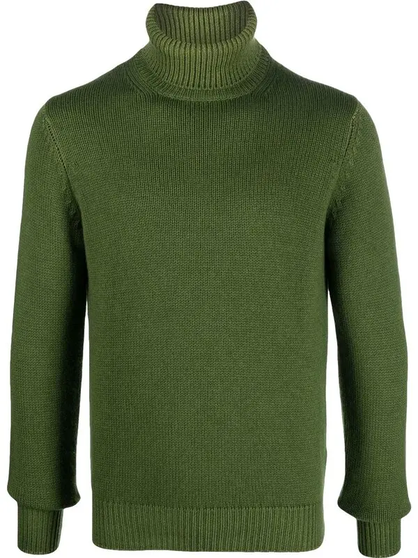 DELL'OGLIO Roll-neck Knit Jumper - Green