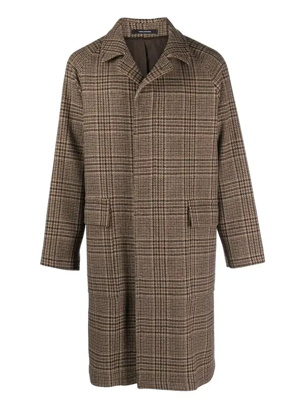 Tagliatore Checked Single-breasted Coat - Brown