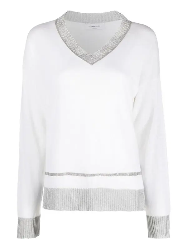 Fabiana Filippi V-neck Knit Jumper - White