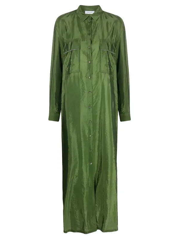 Fabiana Filippi Satin Maxi Shirtdress - Green