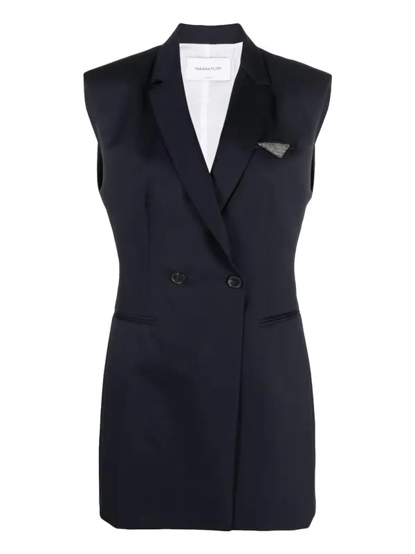 Fabiana Filippi Sleeveless Merino Wool Blazer - Blue