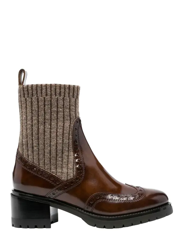 Santoni Sock-style Ankle Boots - Brown