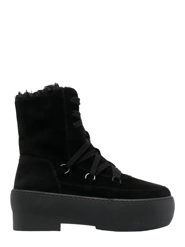 GIABORGHINI Flatform Lace-up Boots - Black