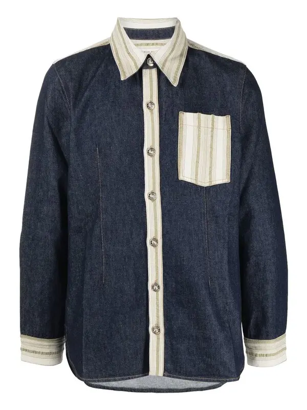 WALES BONNER Miles Denim Shirt - Blue