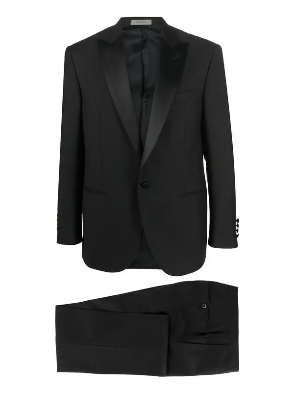 Corneliani Peak Lapel Single-breasted Virgin-wool Suit - Black