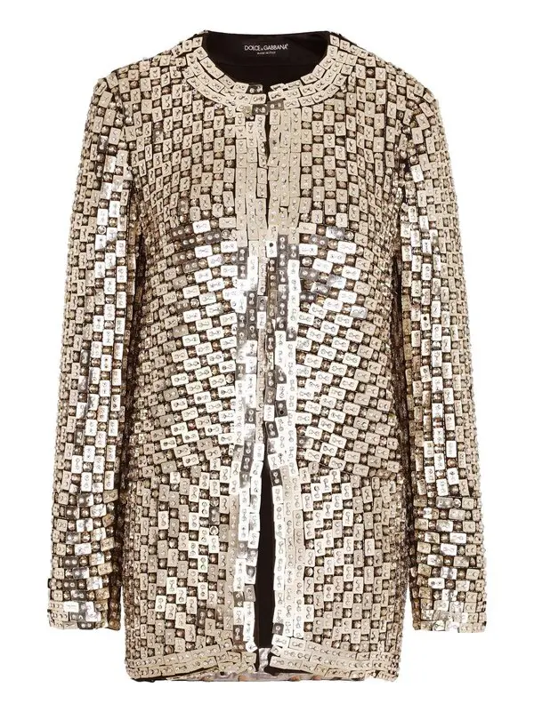 Dolce & Gabbana Embellished Leopard-print Jacket - Gold