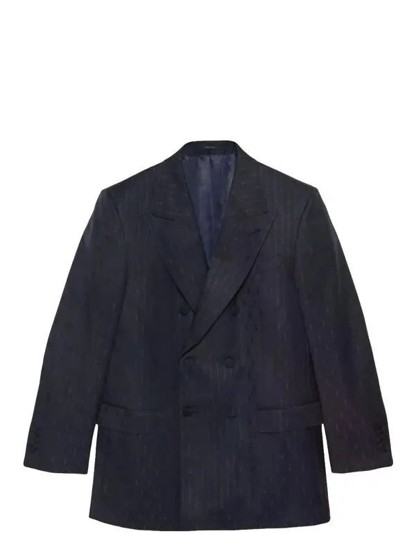 Gucci Horsebit Striped Wool Jacket - Blue