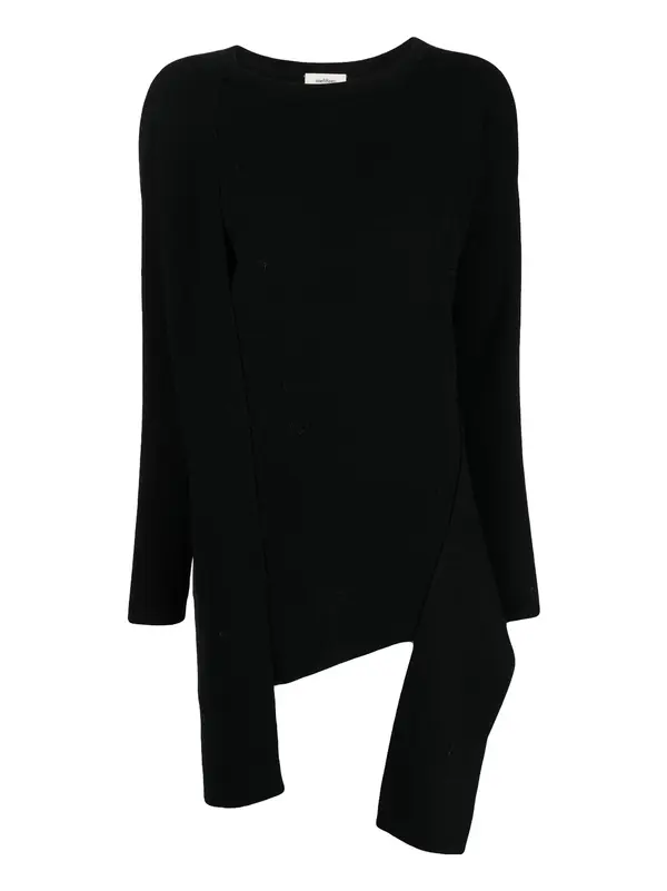 ONEFIFTEEN Asymmetric-hem Knit Sweater - Black