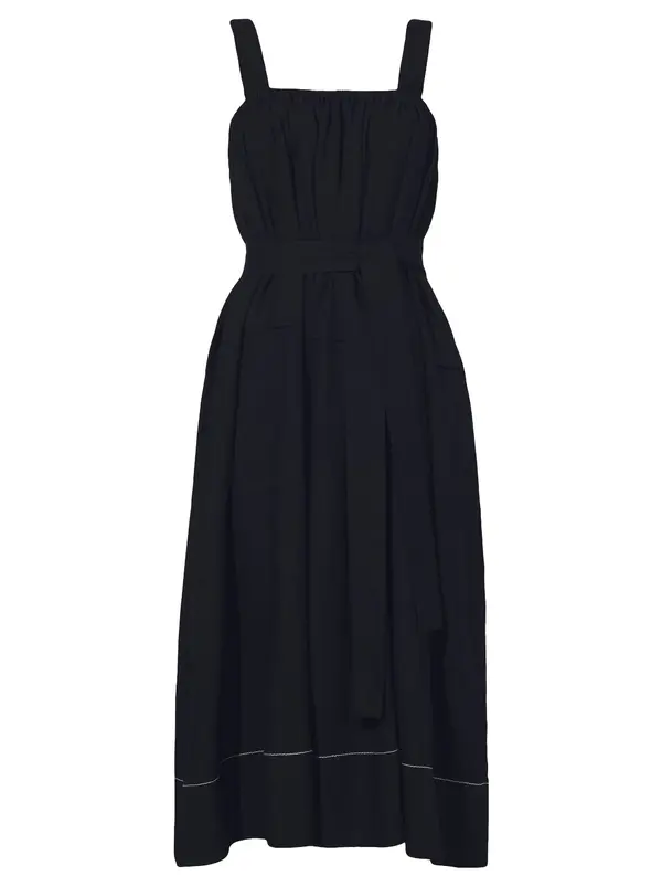 Proenza Schouler White Label Belted Flared Midi Dress - Black