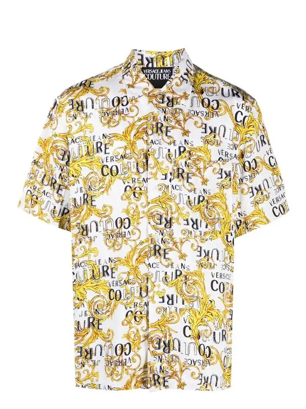 Versace Baroque-print Short-sleeve Shirt - White