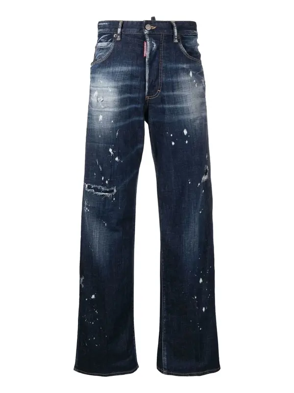 Dsquared2 Distressed-effect Straight-leg Jeans - Blue