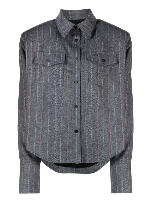 THE MANNEI Pinstripe Button-up Shirt - Grey