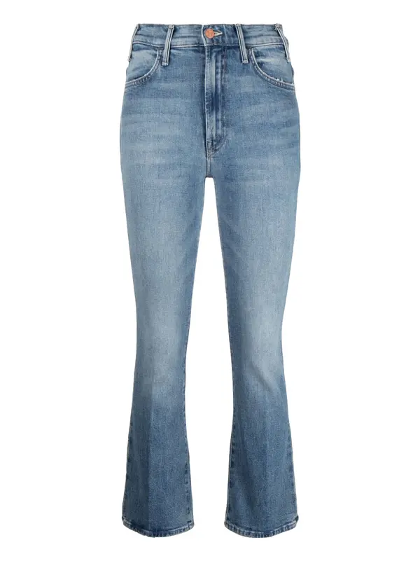 MOTHER Cropped High-rise Flare Jeans - Blue