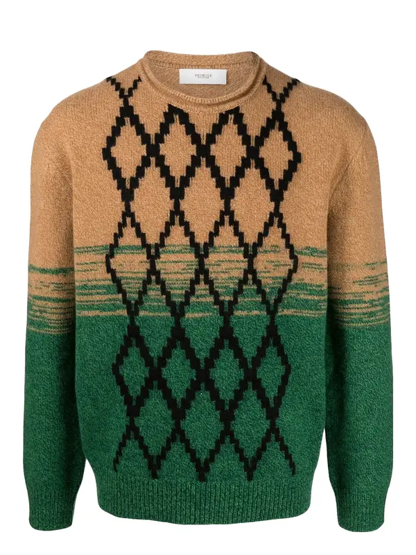 Pringle Of Scotland Argyle-knit Crew-neck Jumper - Brown