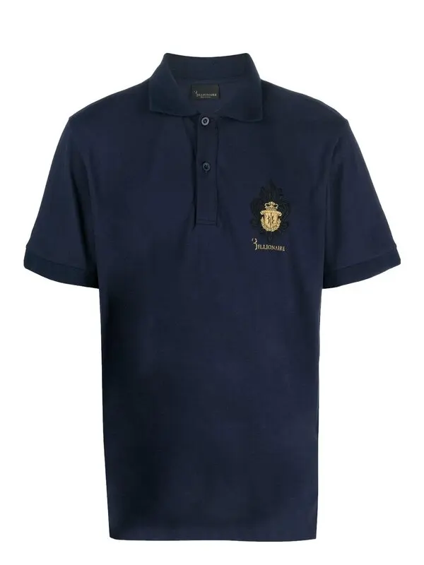 BILLIONAIRE Embroidered-logo Polo Shirt - Blue
