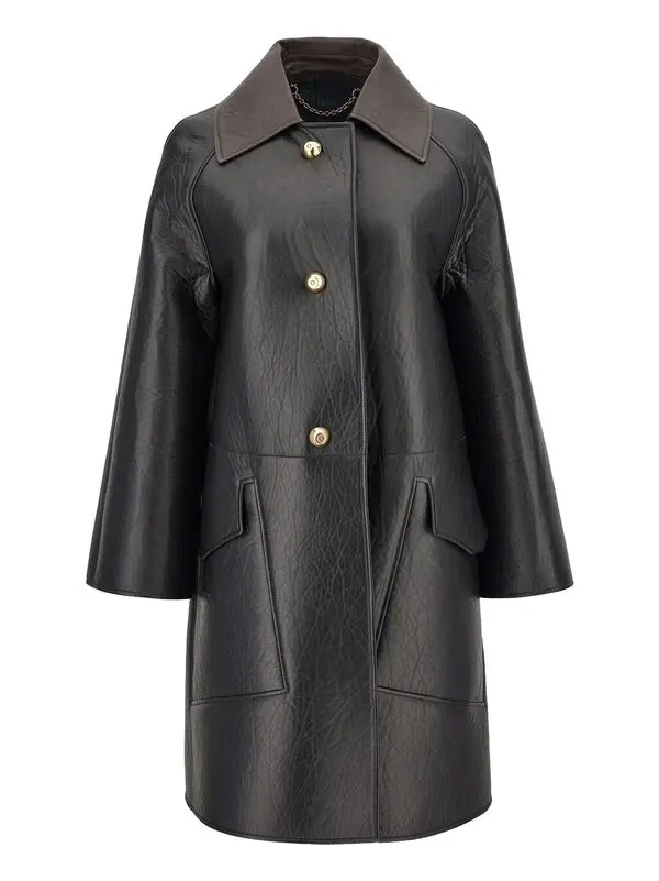 FERRAGAMO Textured Nappa-leather Coat - Black