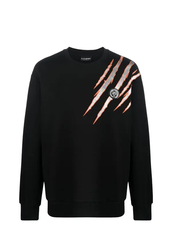 PLEIN SPORT Scratch-print Crew Neck Sweatshirt - Black