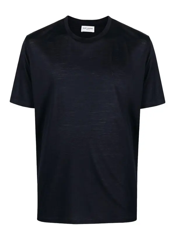 Saint Laurent Crew Neck Cotton T-shirt - Blue