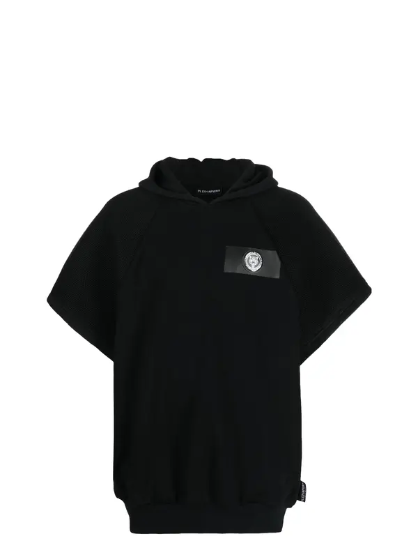 PLEIN SPORT Logo-print Short-sleeved Hoodie - Black