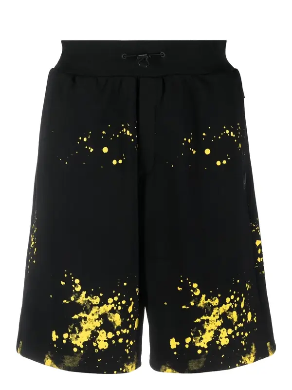 PLEIN SPORT Paint Splatter-print Track Shorts - Black