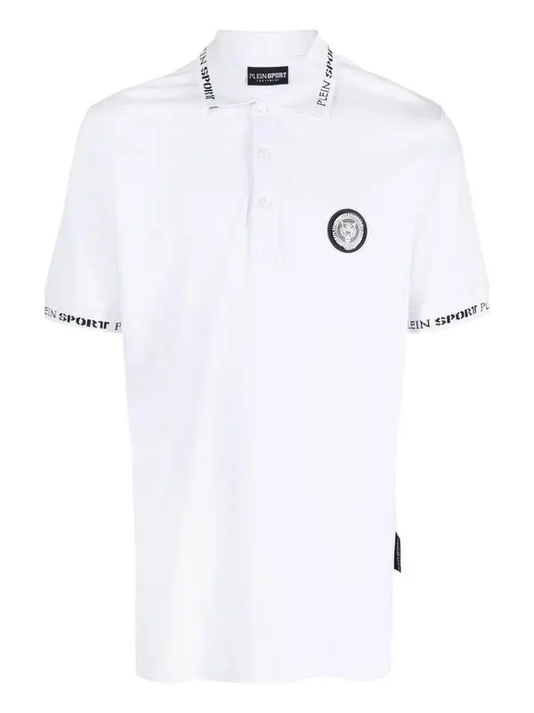 PLEIN SPORT Logo-patch Short-sleeved Polo Shirt - White