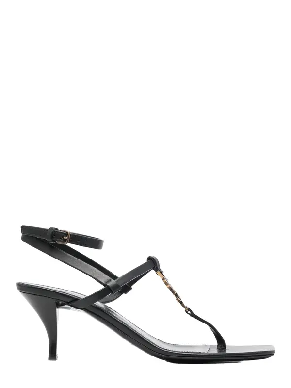 Saint Laurent Cassandra 60mm Leather Sandals - Black
