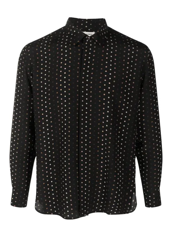 Saint Laurent Polka-dot Print Shirt - Black